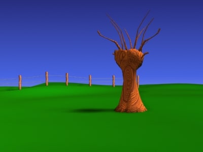 cartoon field tree 3d model