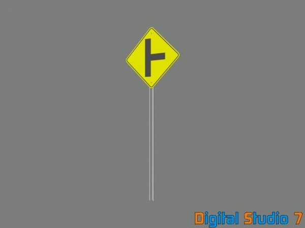 adjacent road sign 3d max