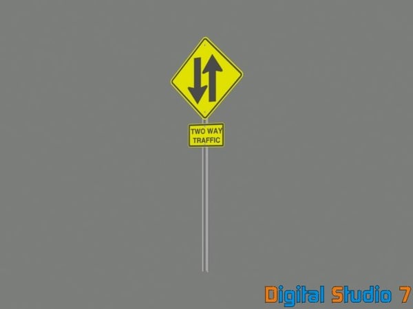 3d way traffic sign