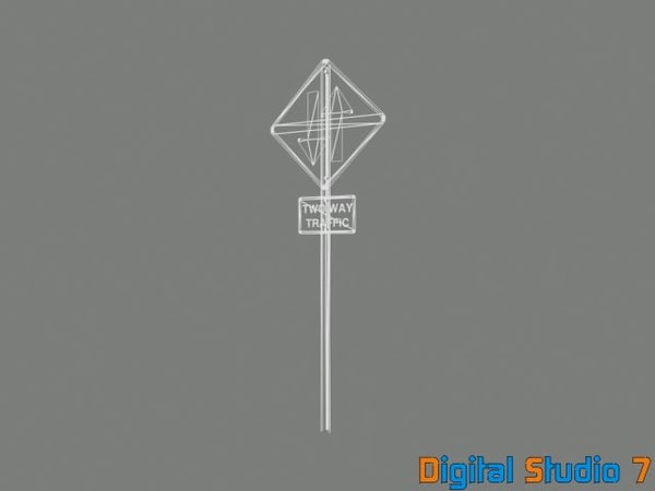 3d way traffic sign
