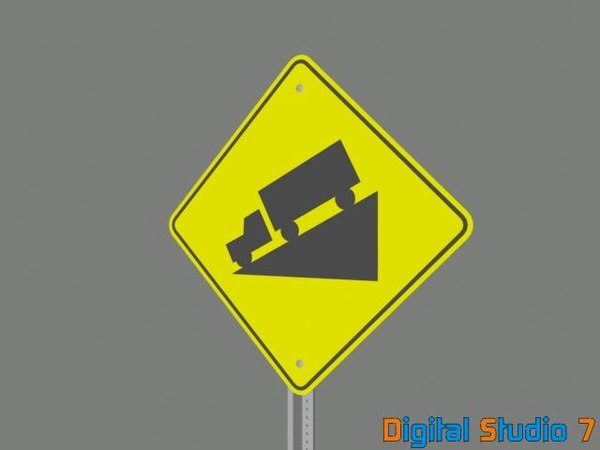 3d model steep incline sign