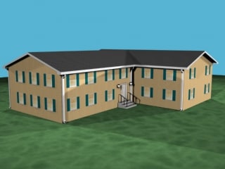 medium brick house 3d model