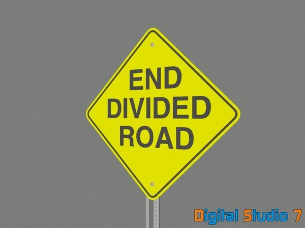 end divided road sign 3d model