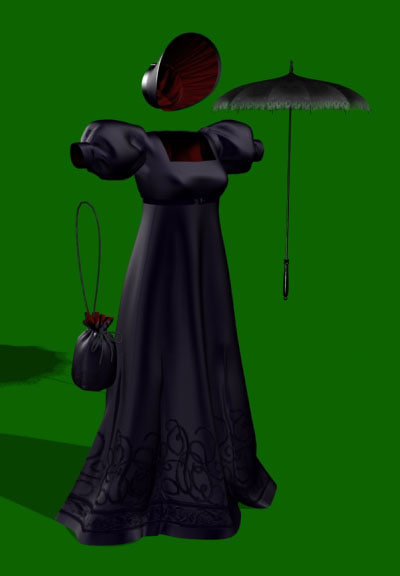 3d model of reticule regency dress