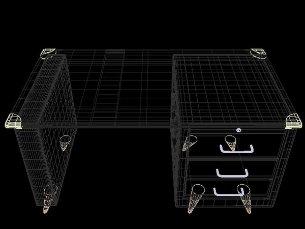 office desk 3 3d dxf