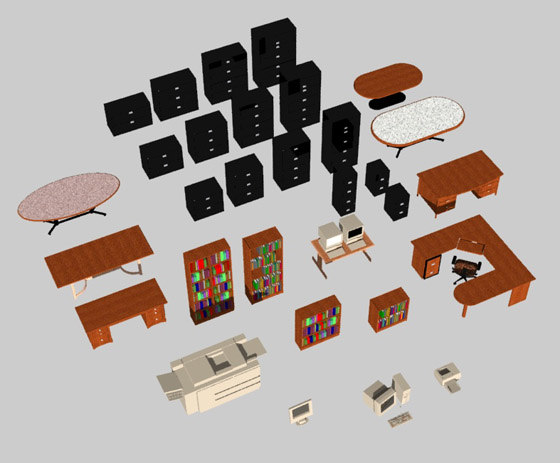 office desk 3d dwg