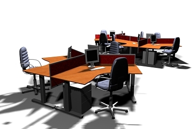 open office workstation 3d max