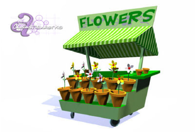 3d flower cart model
