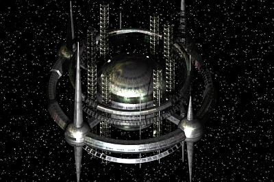 futuristic space station 3d model