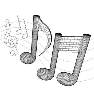 music notes 3d model