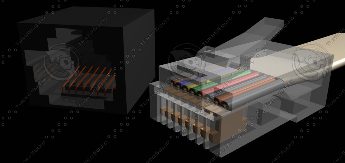 3d model network cable connector