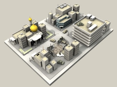 urban combat scenario builder 3d model