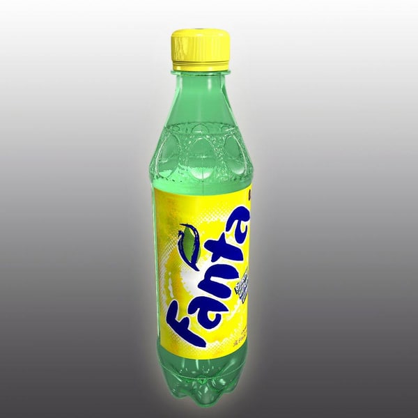 fanta lemon plastic bottles 3d model