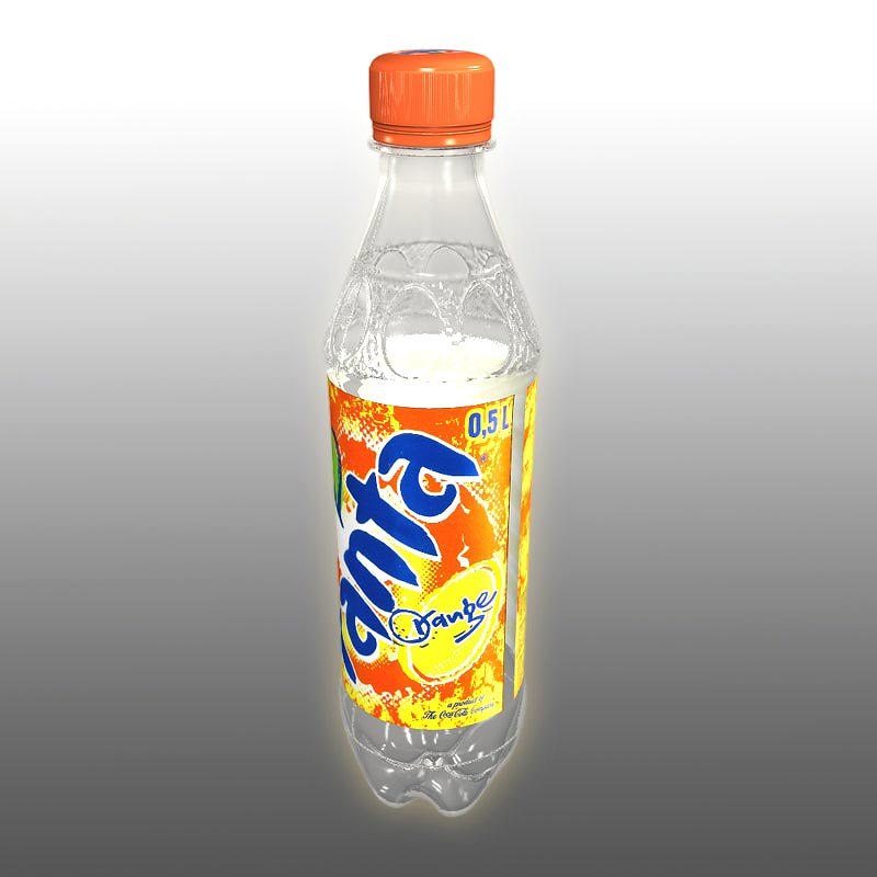 fanta orange plastic bottle 3d model