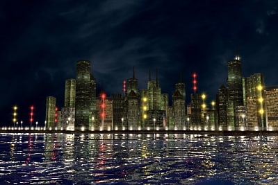 city skyline night 3d model