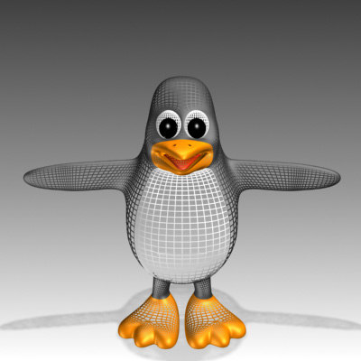 linux penguin 3d model