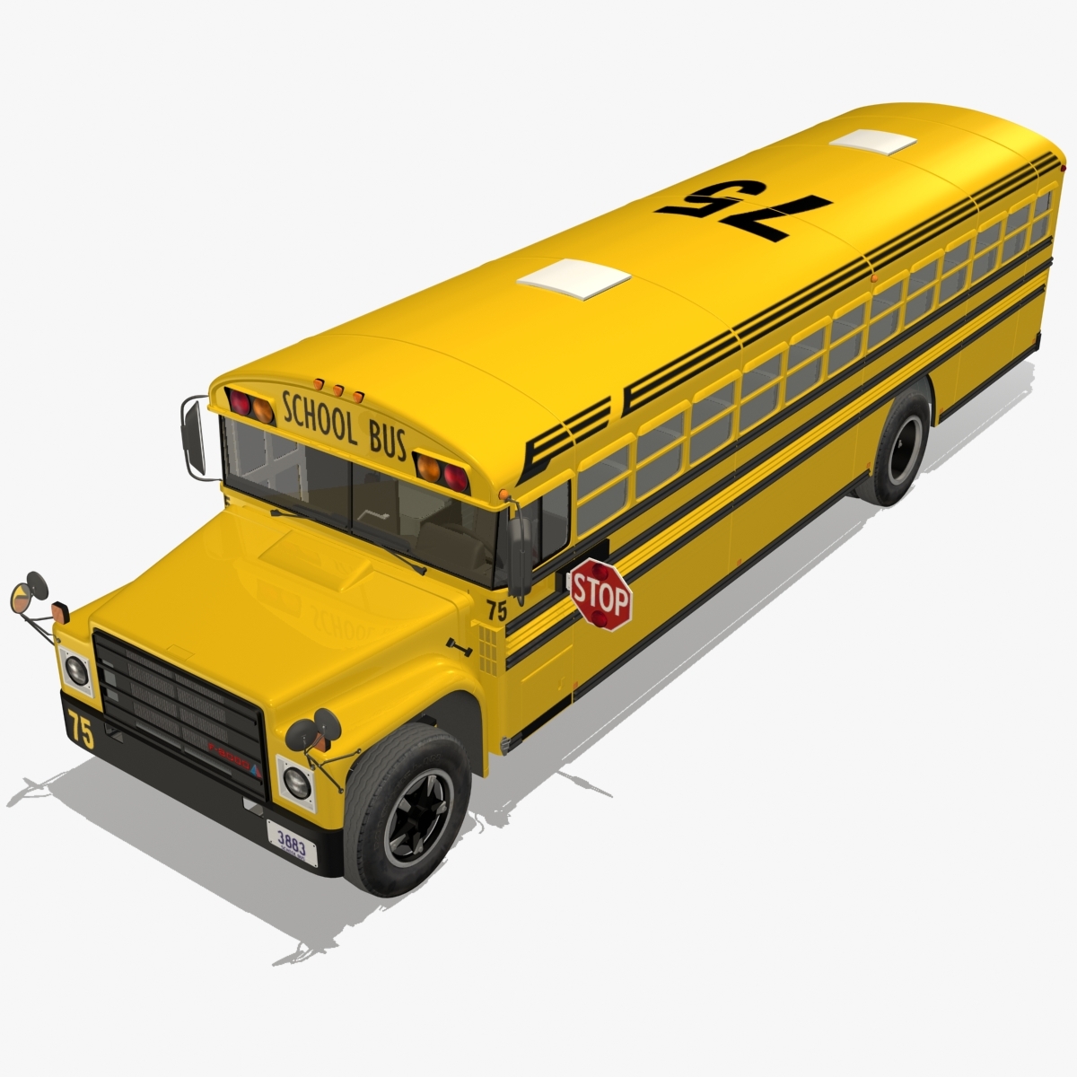 3d american school bus model