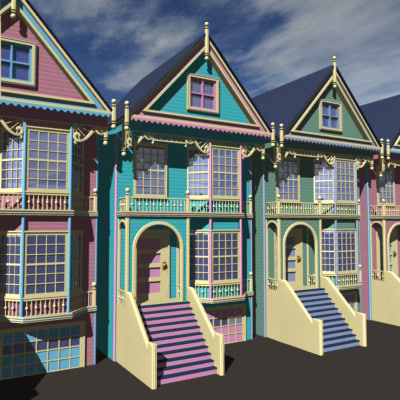 3d victorian houses model