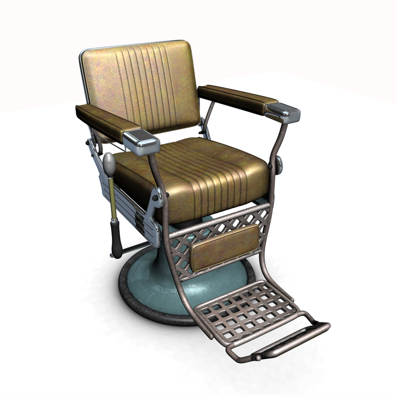 barber chair hair 3d model