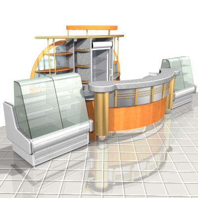 3d bar cafe interior model