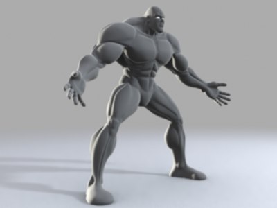 muscular comic male 3d model