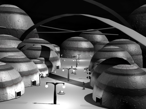 cartoon alien scene city 3d max