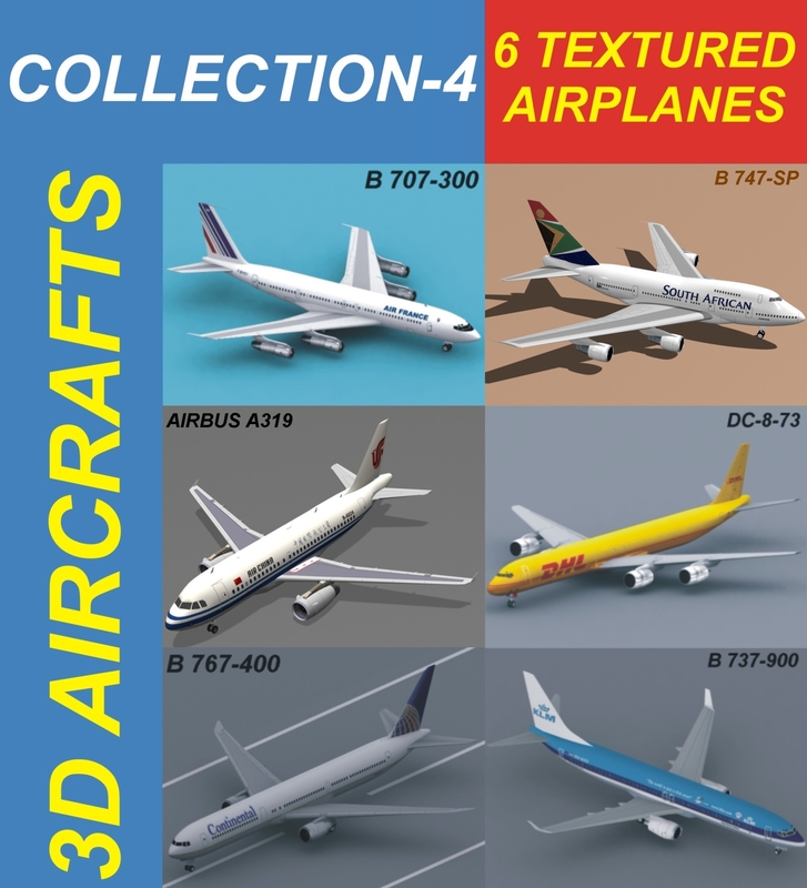 6 aircrafts air a319 3d model