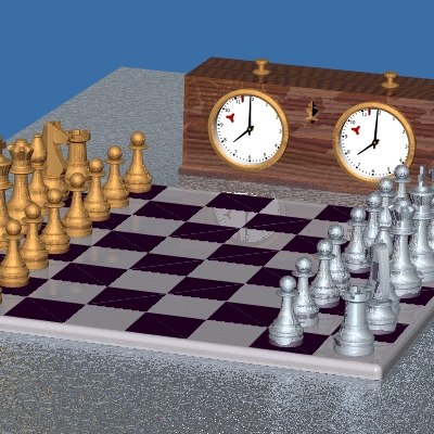 clock chess board 3d model
