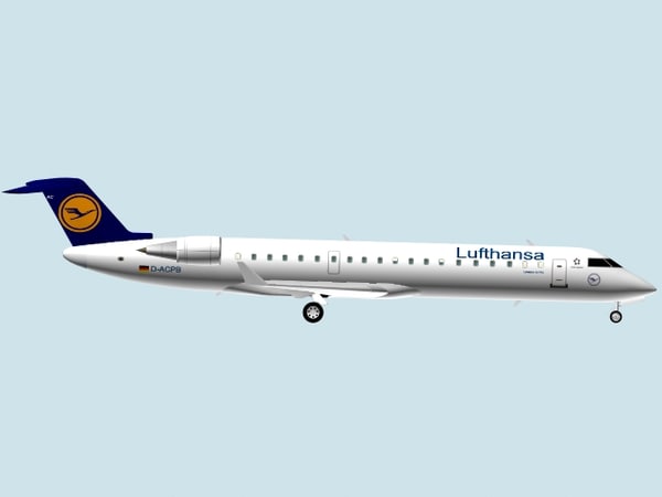 3d canadair rj-700 lufthansa regional jet