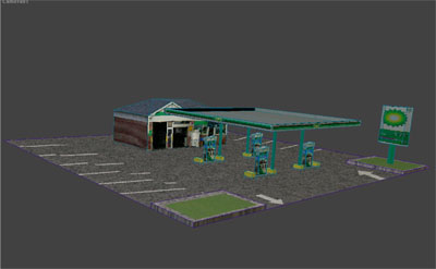 gas station bp 3d model