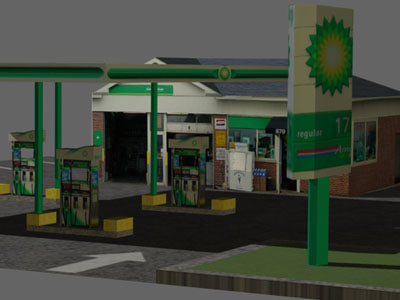 gas station bp 3d model