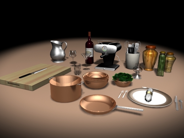 3d model of kitchen clutter