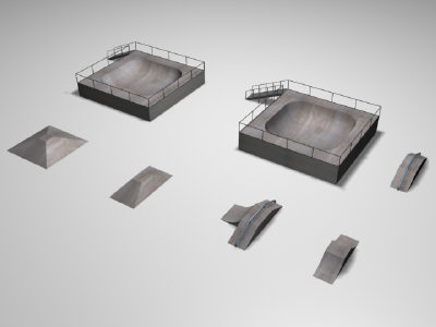 quarter ramps skate park 3d model