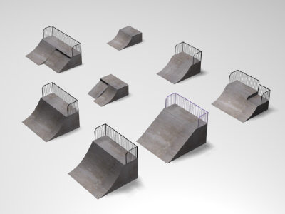 quarter ramps skate park 3d model