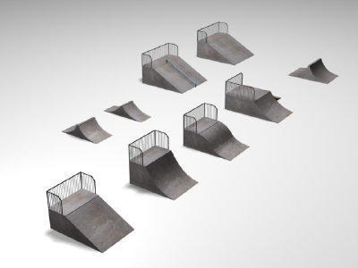quarter ramps skate park 3d model