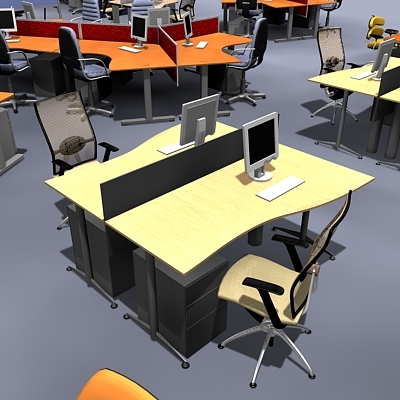 office workstation 3d model