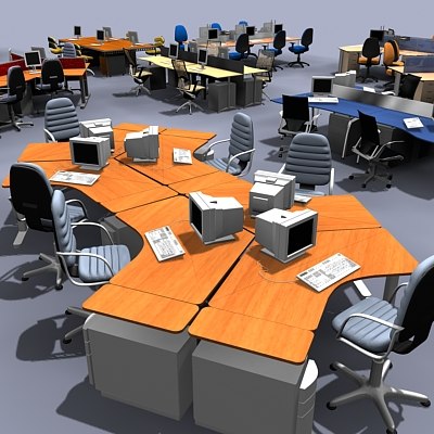 office workstation 3d model