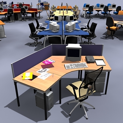 office workstation 3d model