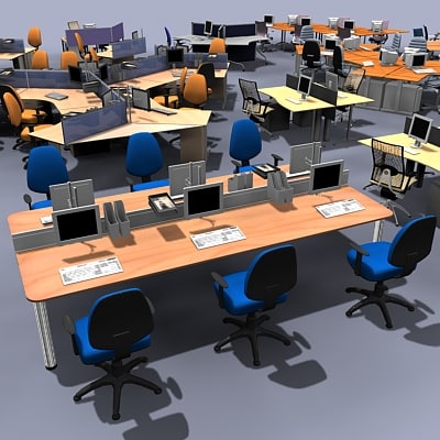 office workstation 3d model