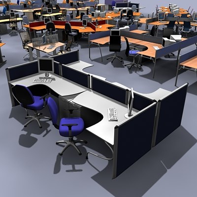 office workstation 3d model