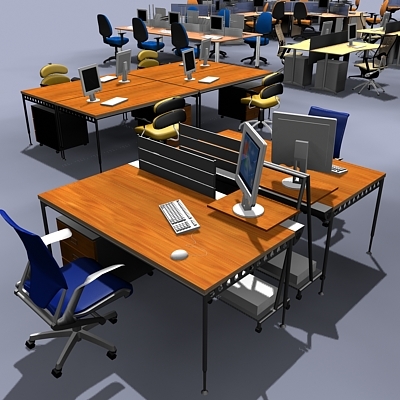 office workstation 3d model