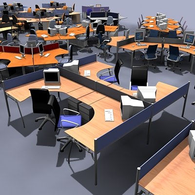 office workstation 3d model