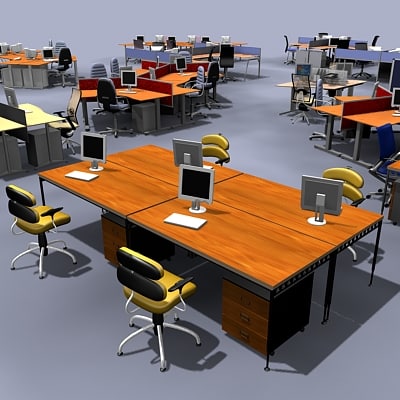 office workstation 3d model