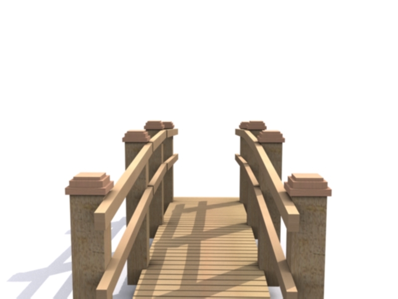 3d model garden landscape bridge pond