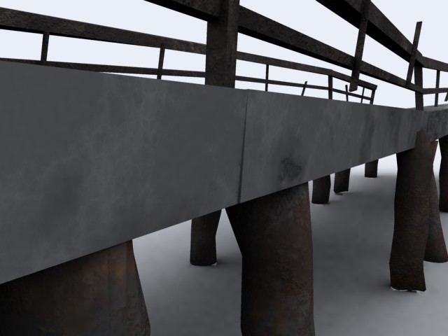 broken rusted bridge 3d model