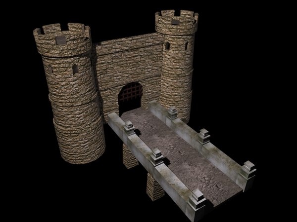 entrance castle bridge 3d model