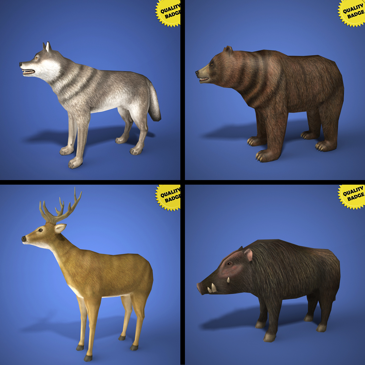 real time animals pack 3d model