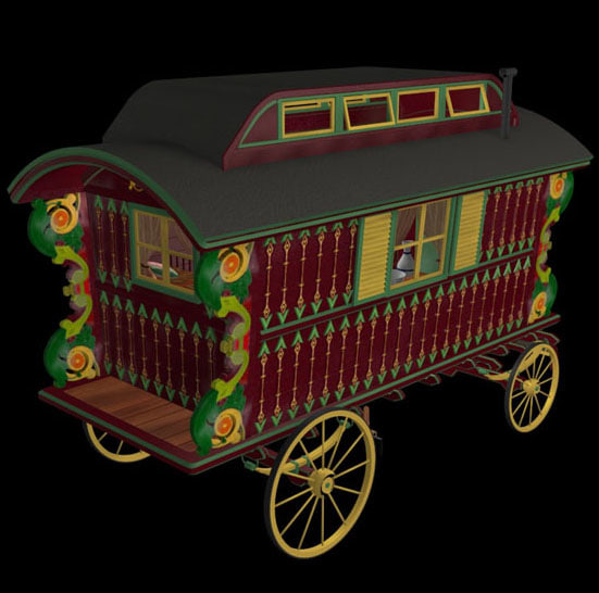 poser antique gypsy cart wagon