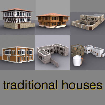 traditional houses pack building 3d model