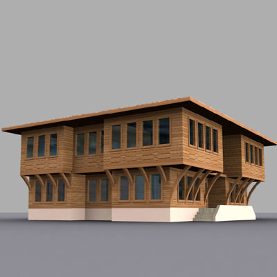 traditional houses pack building 3d model